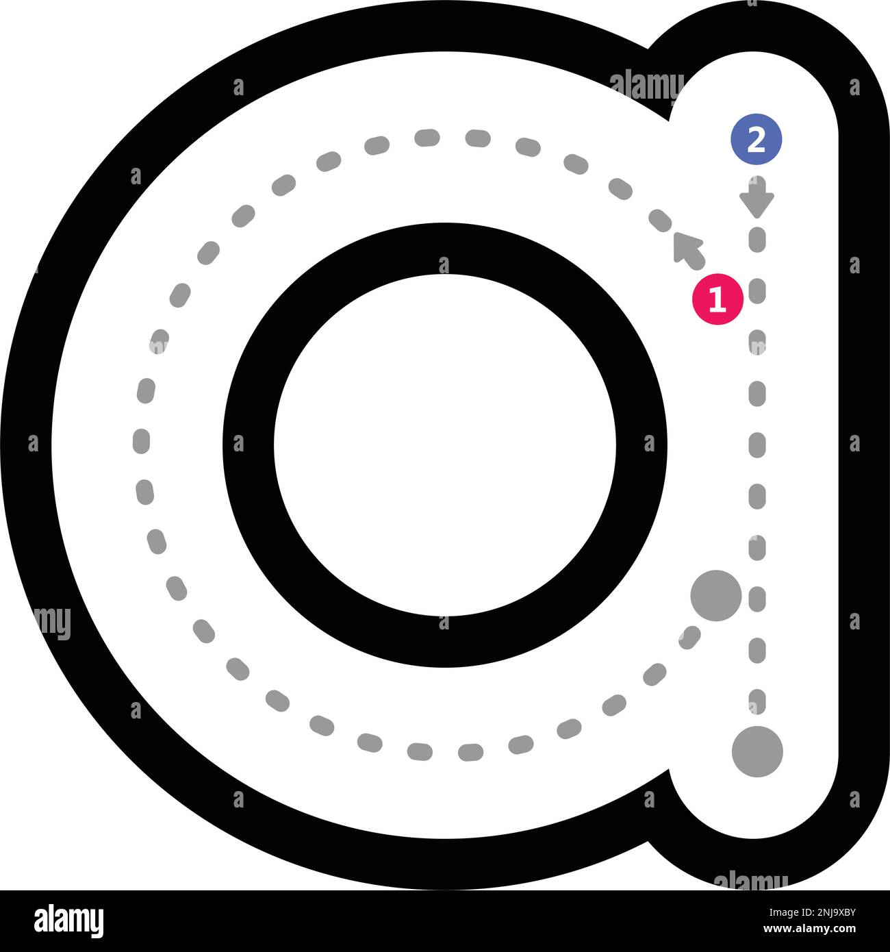 Tracé lettre Alphabet un élément minuscule de ligne pointillée de ...