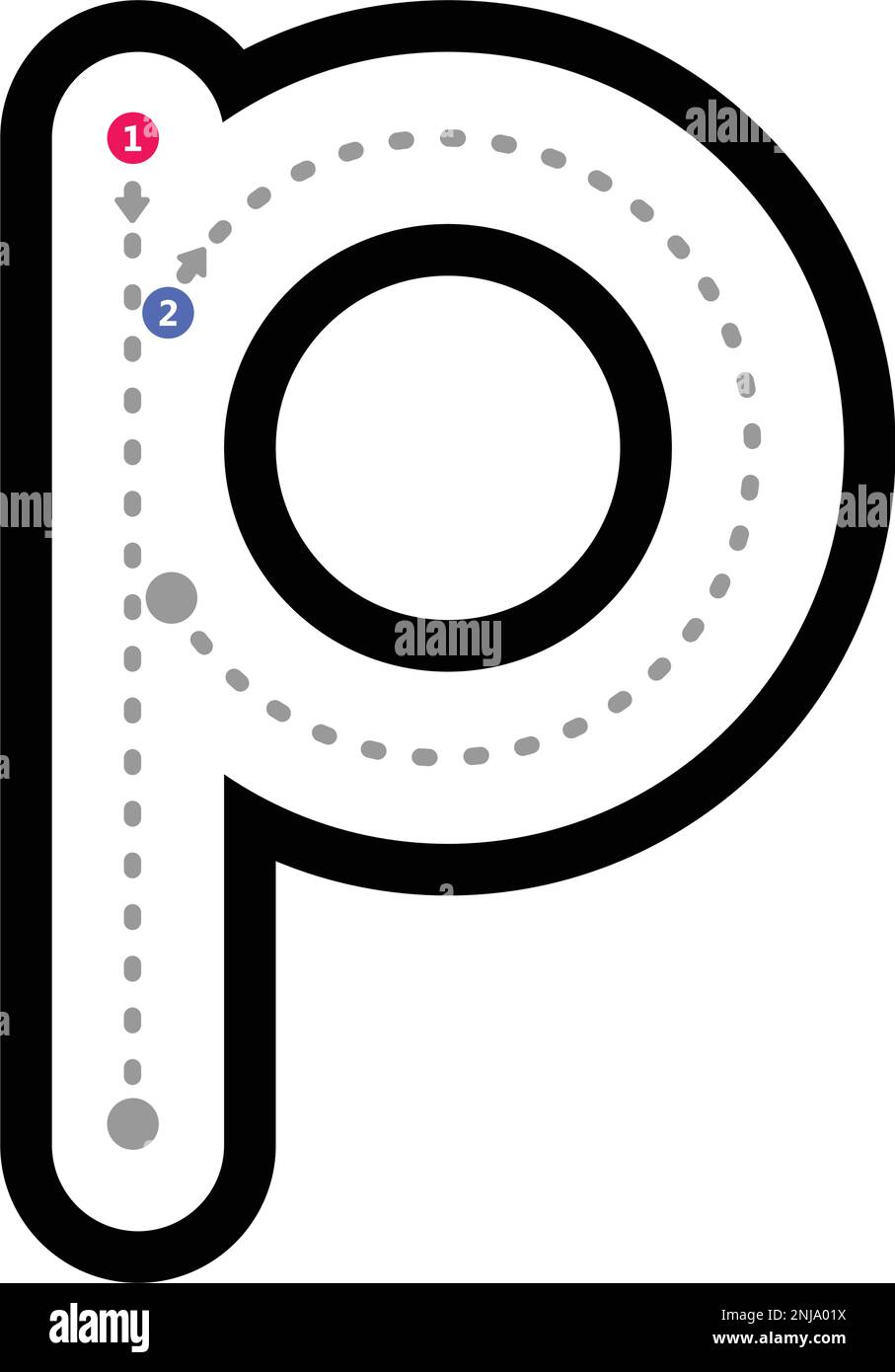 Suivi lettre de l'alphabet p minuscule préécriture élément de ligne ...