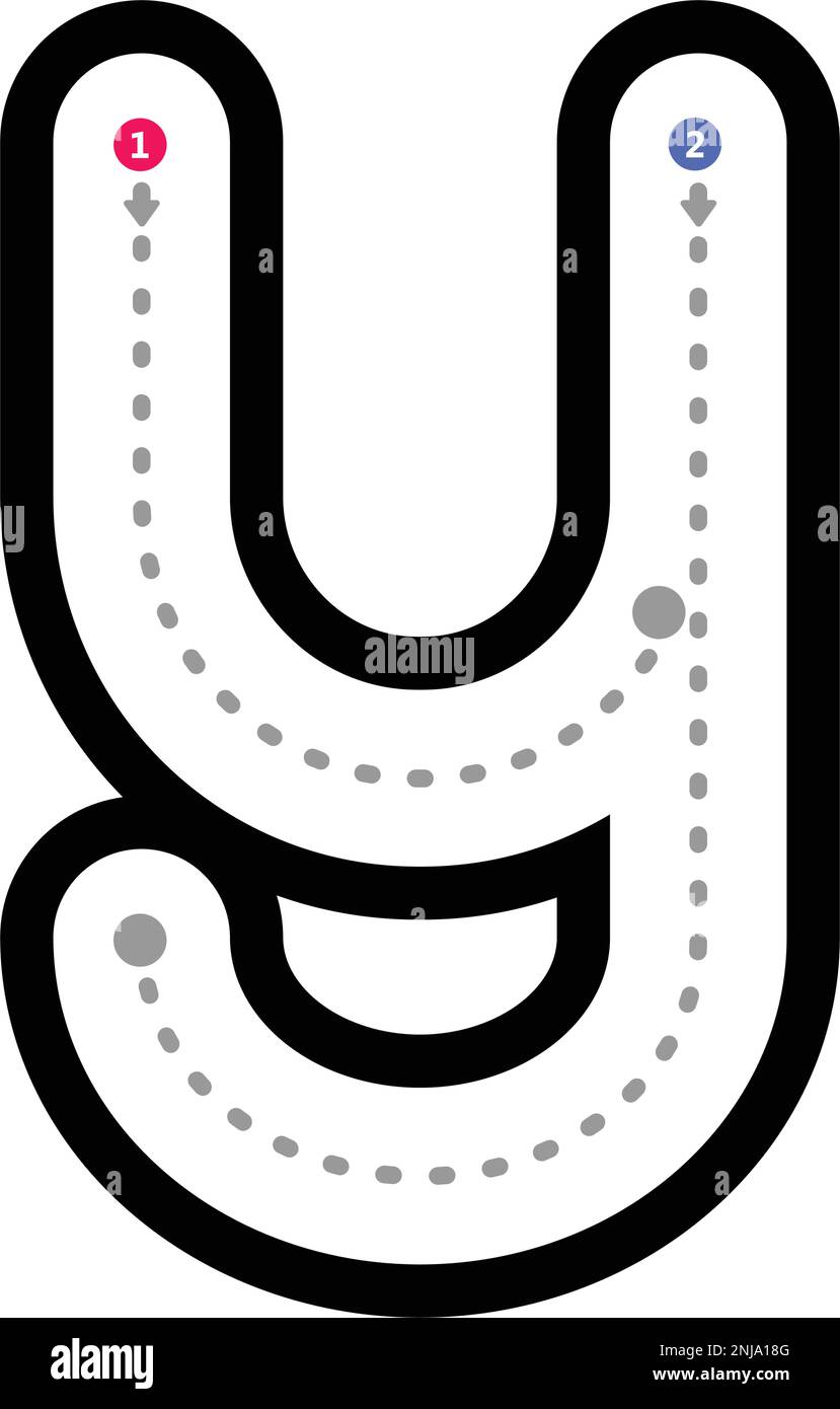 Tracé lettre y minuscule élément de ligne pointillée de préécriture pour les enfants de ...