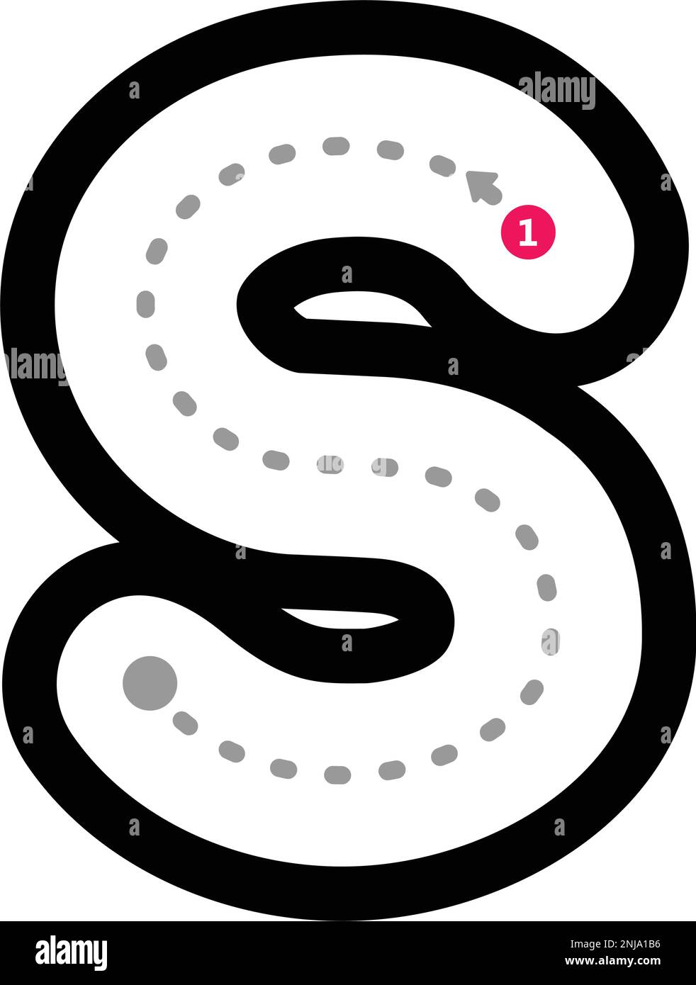 Suivi lettre s minuscule préécriture élément ligne pointillée pour ...