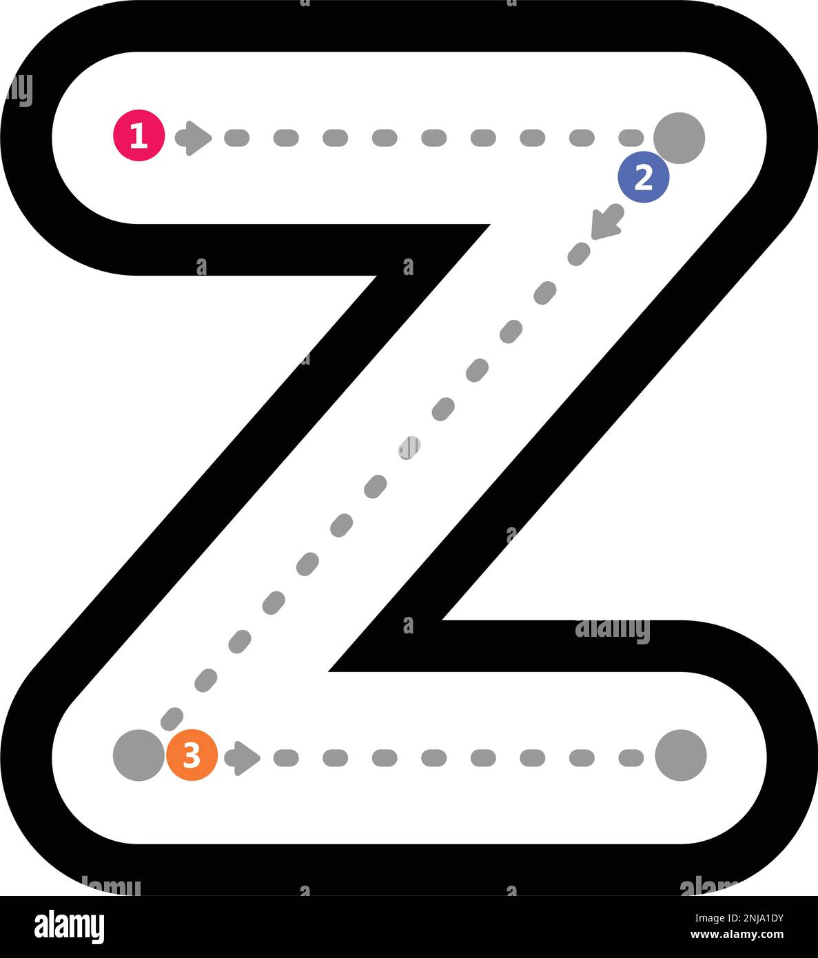 Suivi lettre Z minuscule préécriture élément en pointillés pour la feuille de travail pour ...