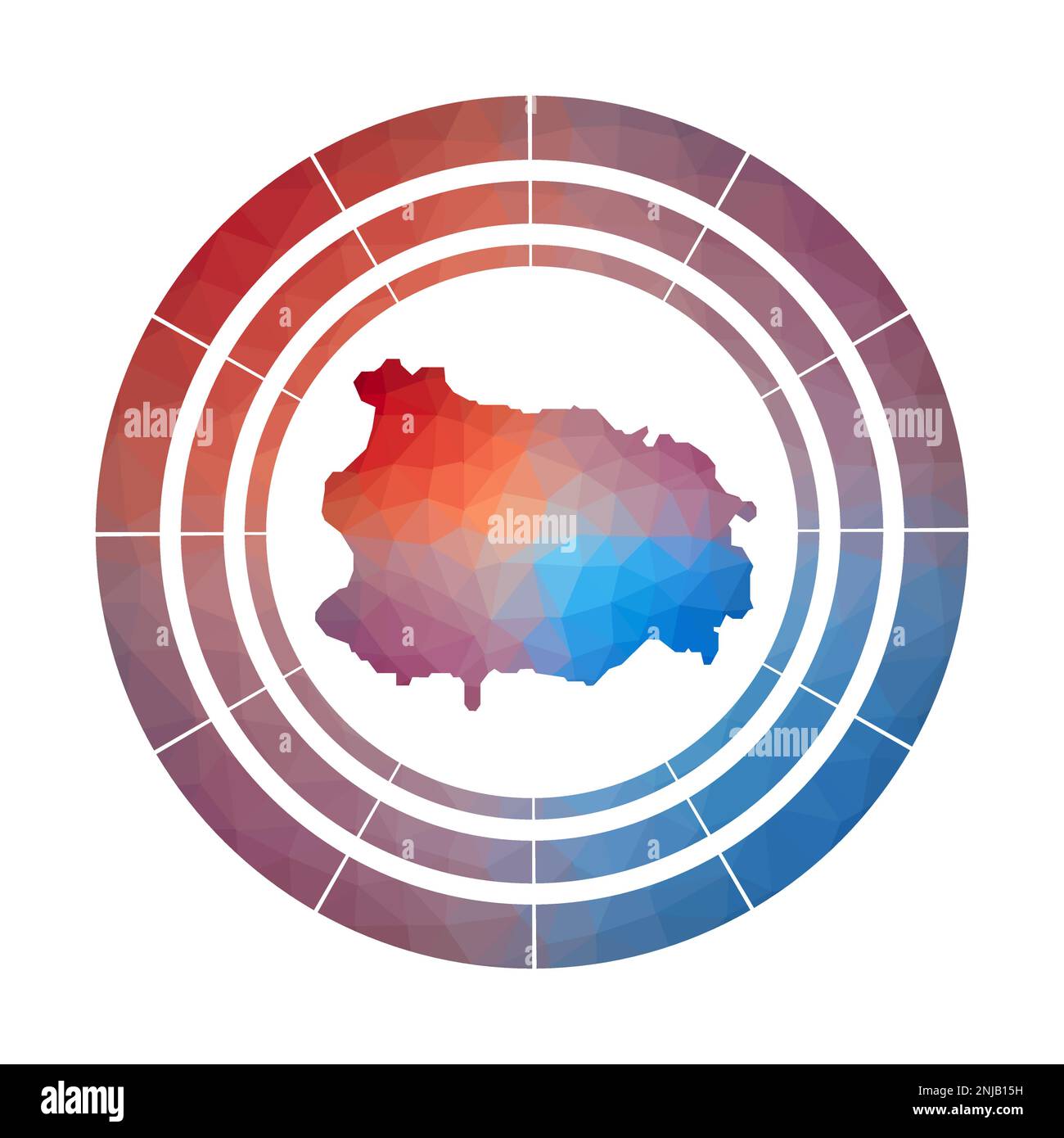 Badge Ischia. Logo de l'îlot en dégradé de couleurs dans un style poly ...