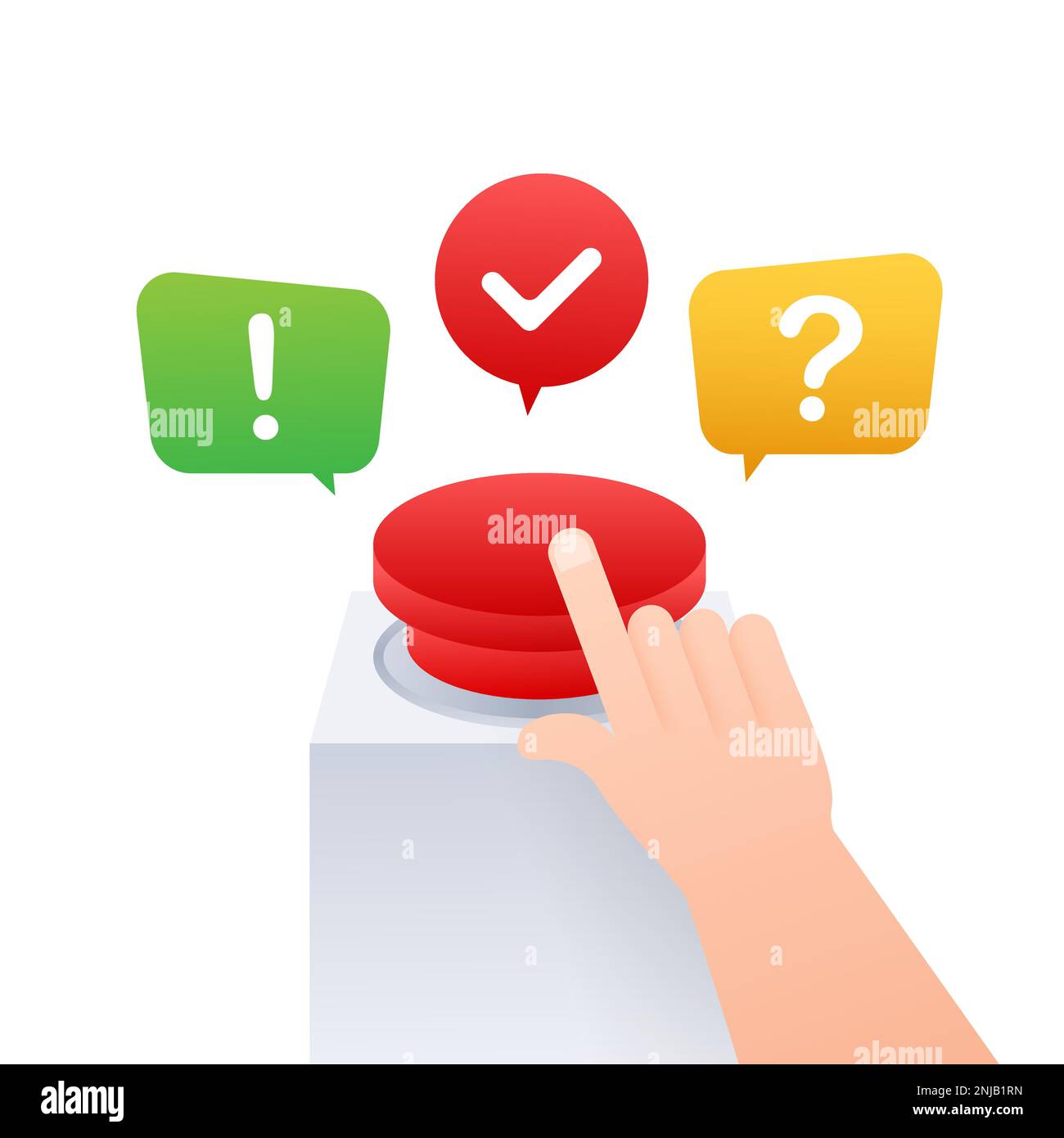 Bouton Quiz avec symboles de bulle de parole, concept de questionnaire ...