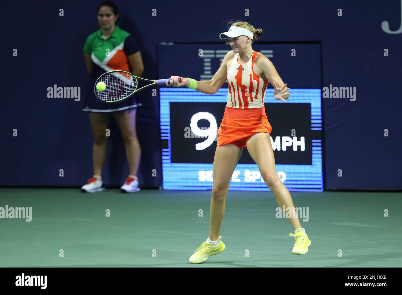 Ashlyn Krueger in action during a women's singles match at the 2022 US ...