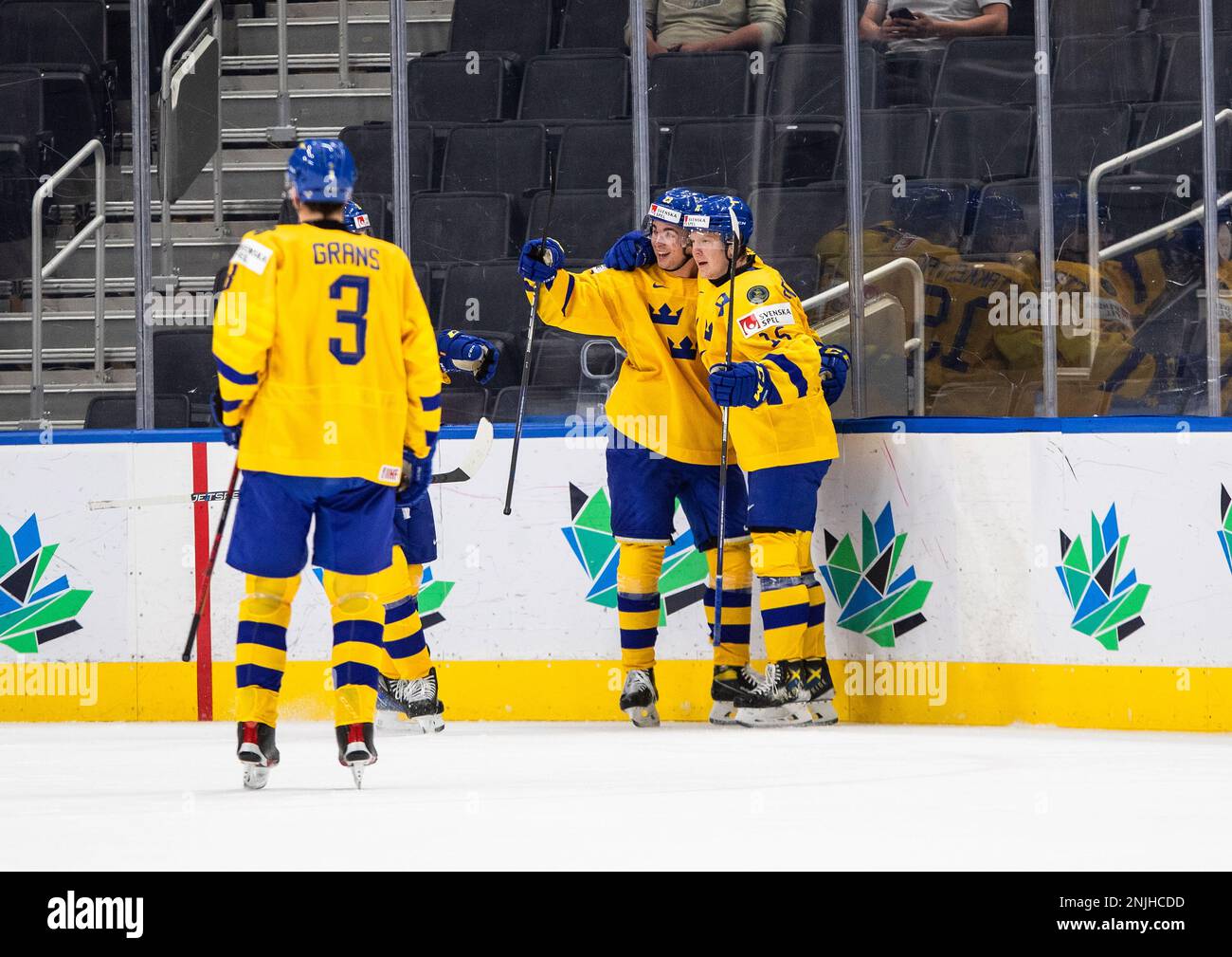 Sweden's Helge Grans (3), Isak Rosen (23) and Ake Stakkestad (15 ...