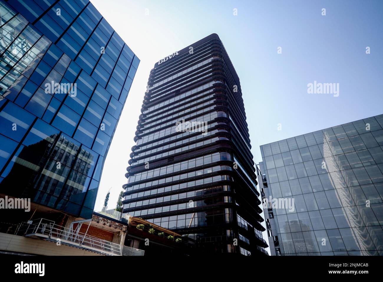 Façade of the Bilbao bank tower, as of July 31, 2022, in Madrid (Spain ...