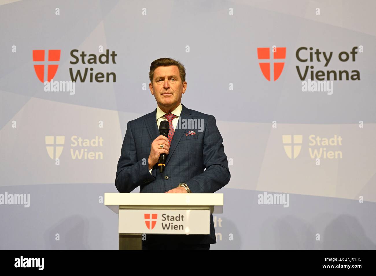 Vienne, Autriche. 22nd févr. 2023. Un événement médiatique commence ...