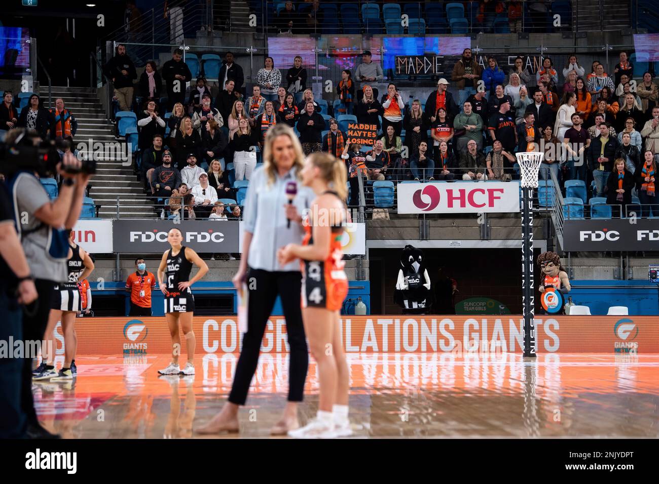SYDNEY, AUSTRALIA - JUNE 19: Maddie Hay of the Giants Netball fans ...