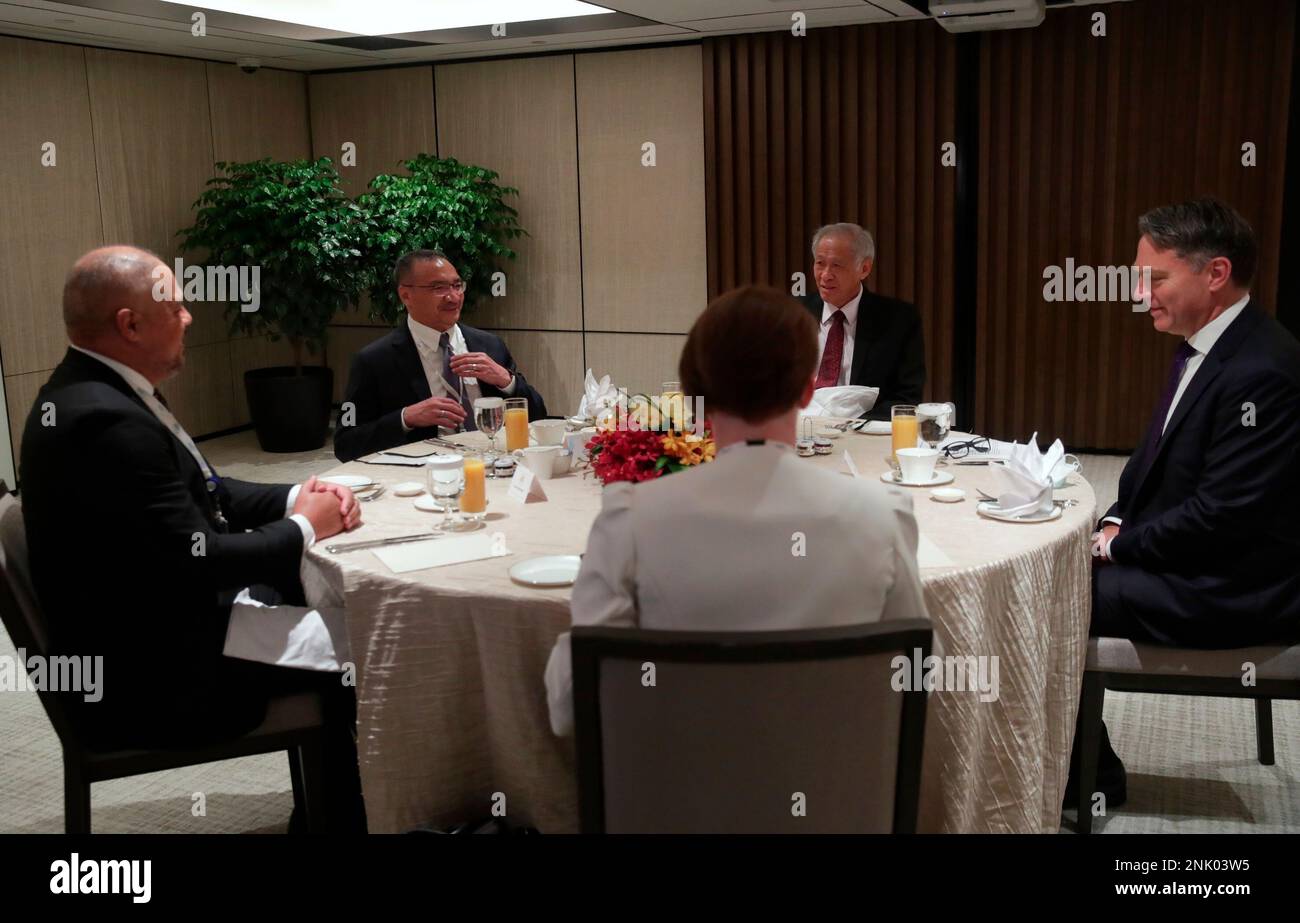 Defence Minister Ng Eng Hen (second from right) hosted a breakfast for ...