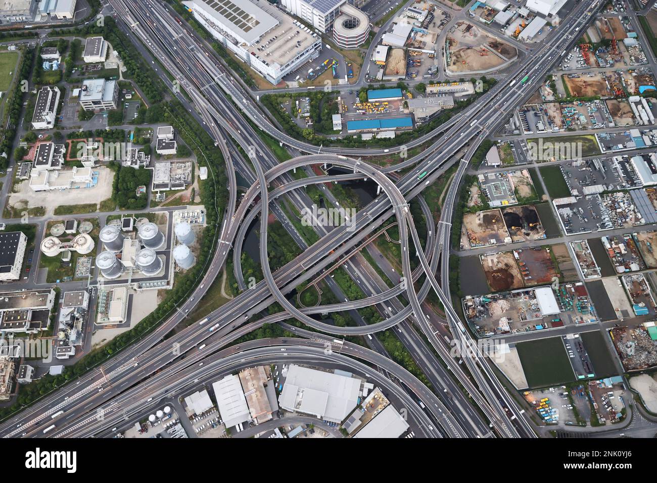 An aerial photo shows Misato Junction which connects JOBAN EXPWY, Shuto ...