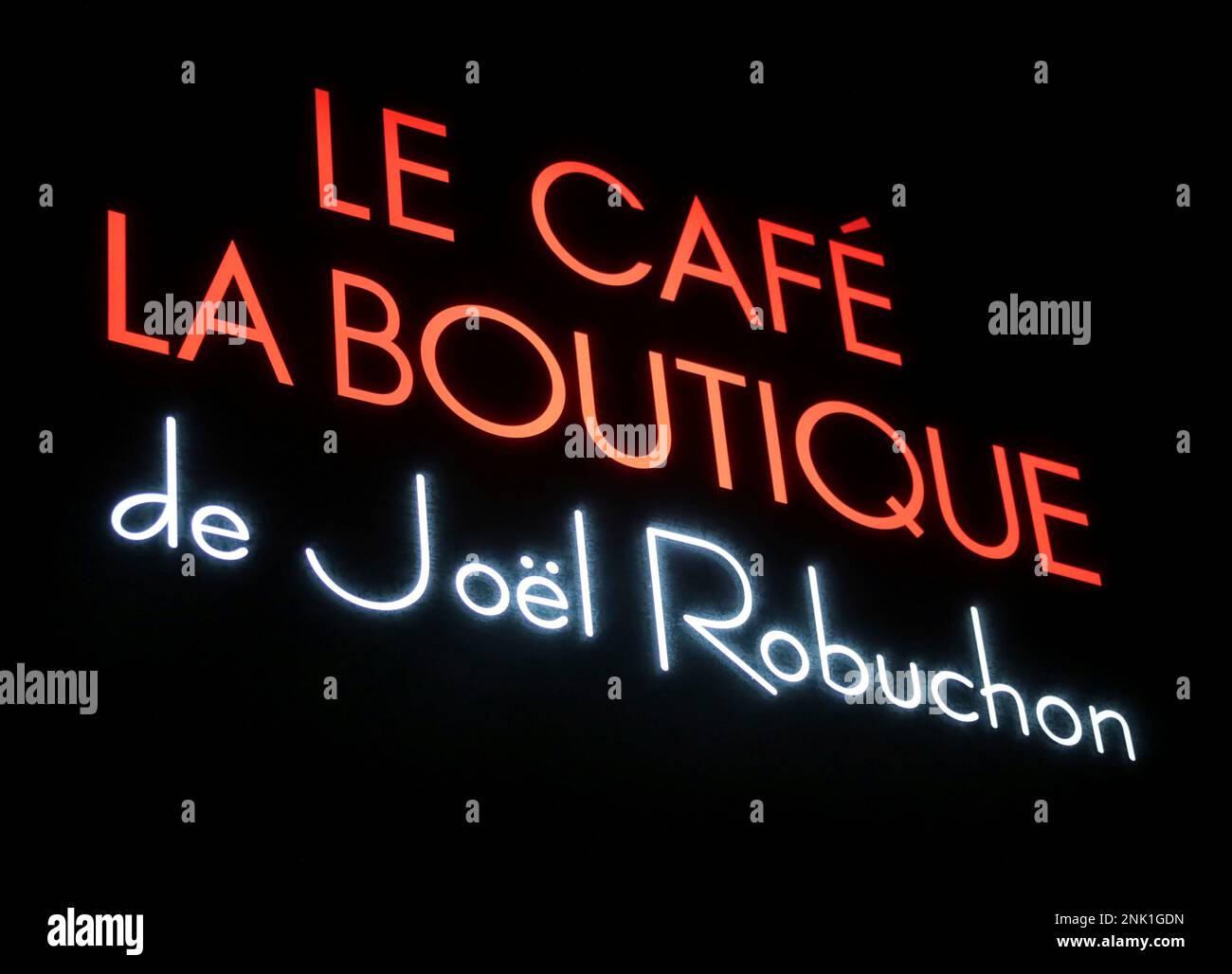 The trademark of LE CAFÉ LA BOUTIQUE de Joël Robuchon is seen in ...