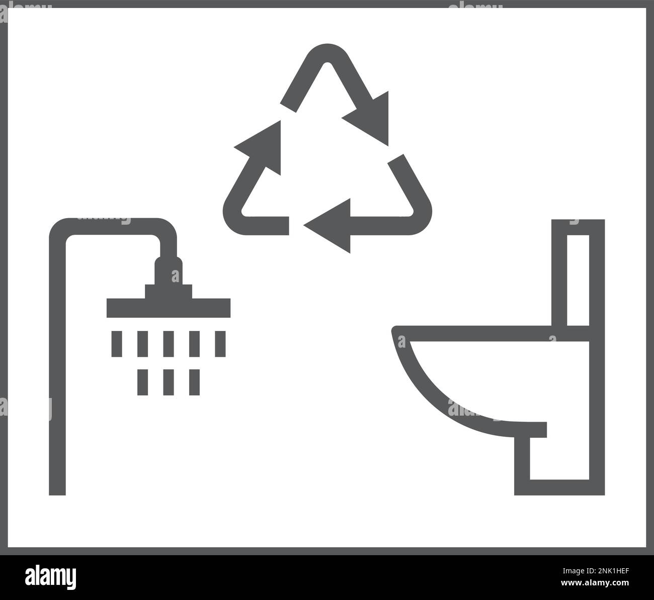 Pictogramme pour l'utilisation de l'eau grise, le recyclage de l'eau ...