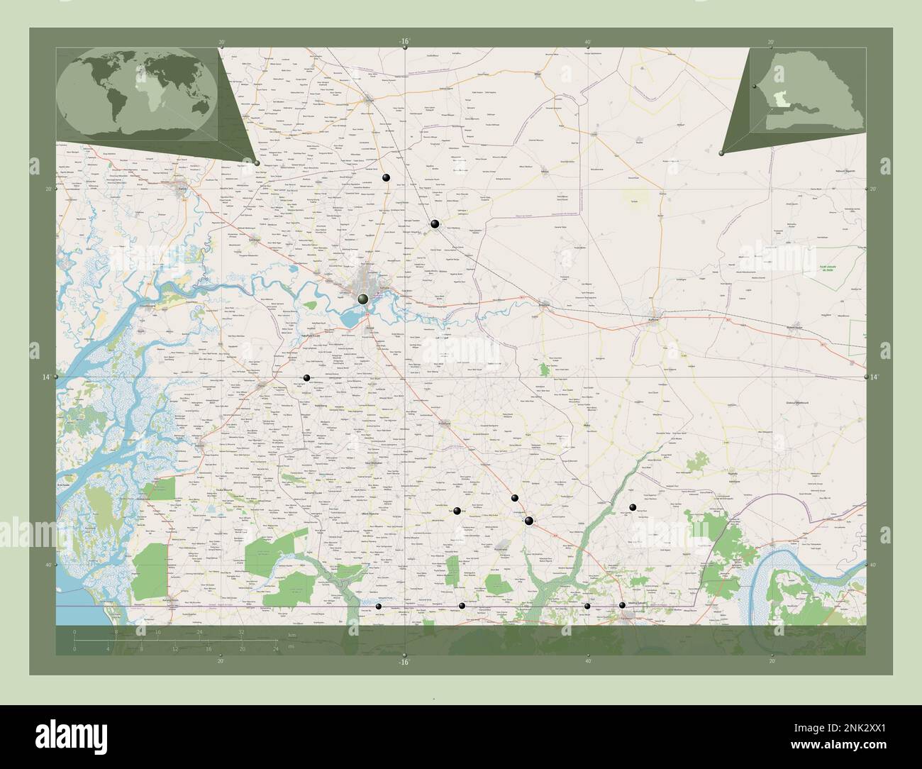 Kaolack, région du Sénégal. Ouvrez la carte des rues. Lieux des ...