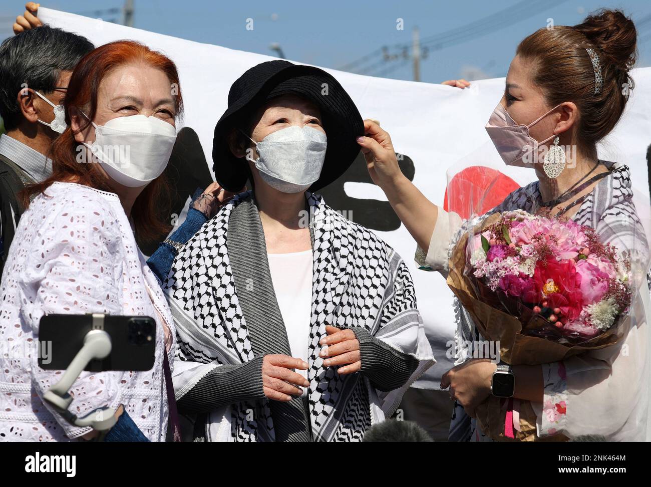 Fusako Shigenobu (C), Japanese communist activist and the former leader and founder of the now ...
