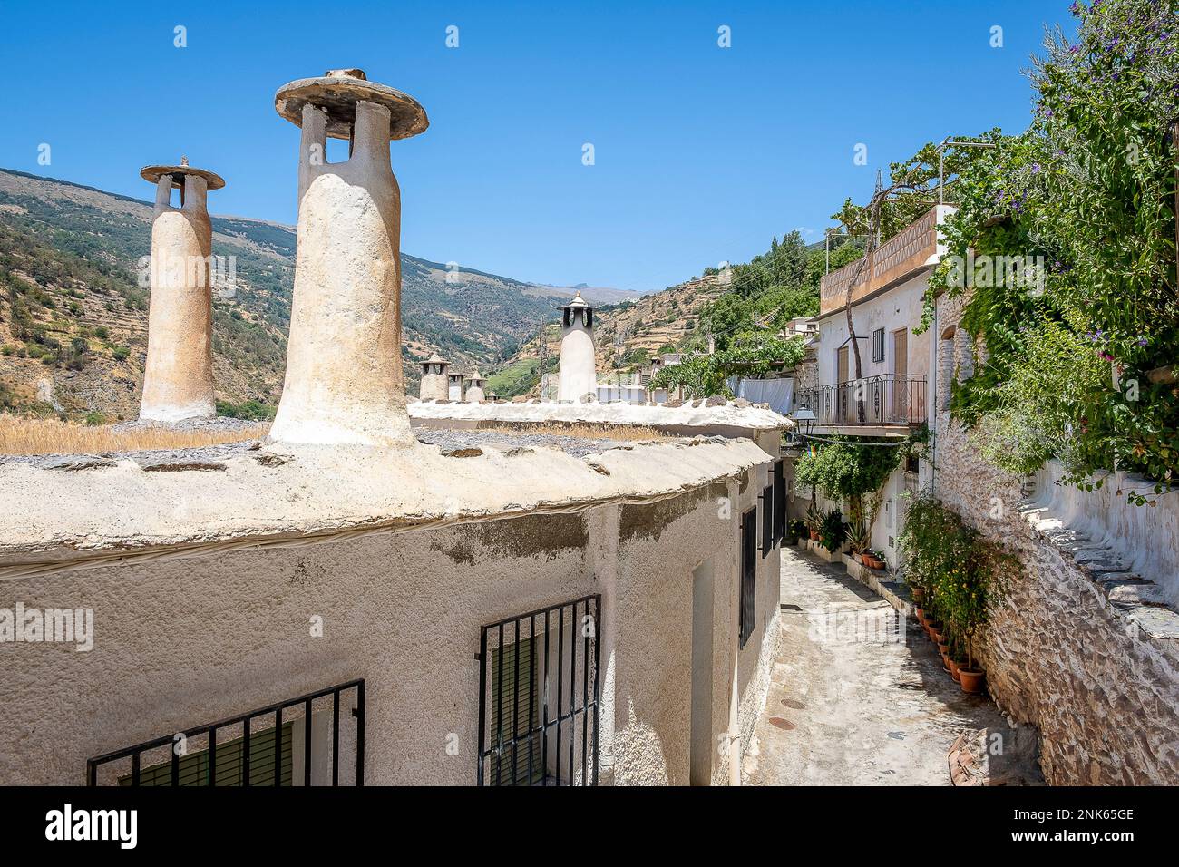 Architecture traditionnelle de l'Alpujarra à Pampaneira, un petit ...