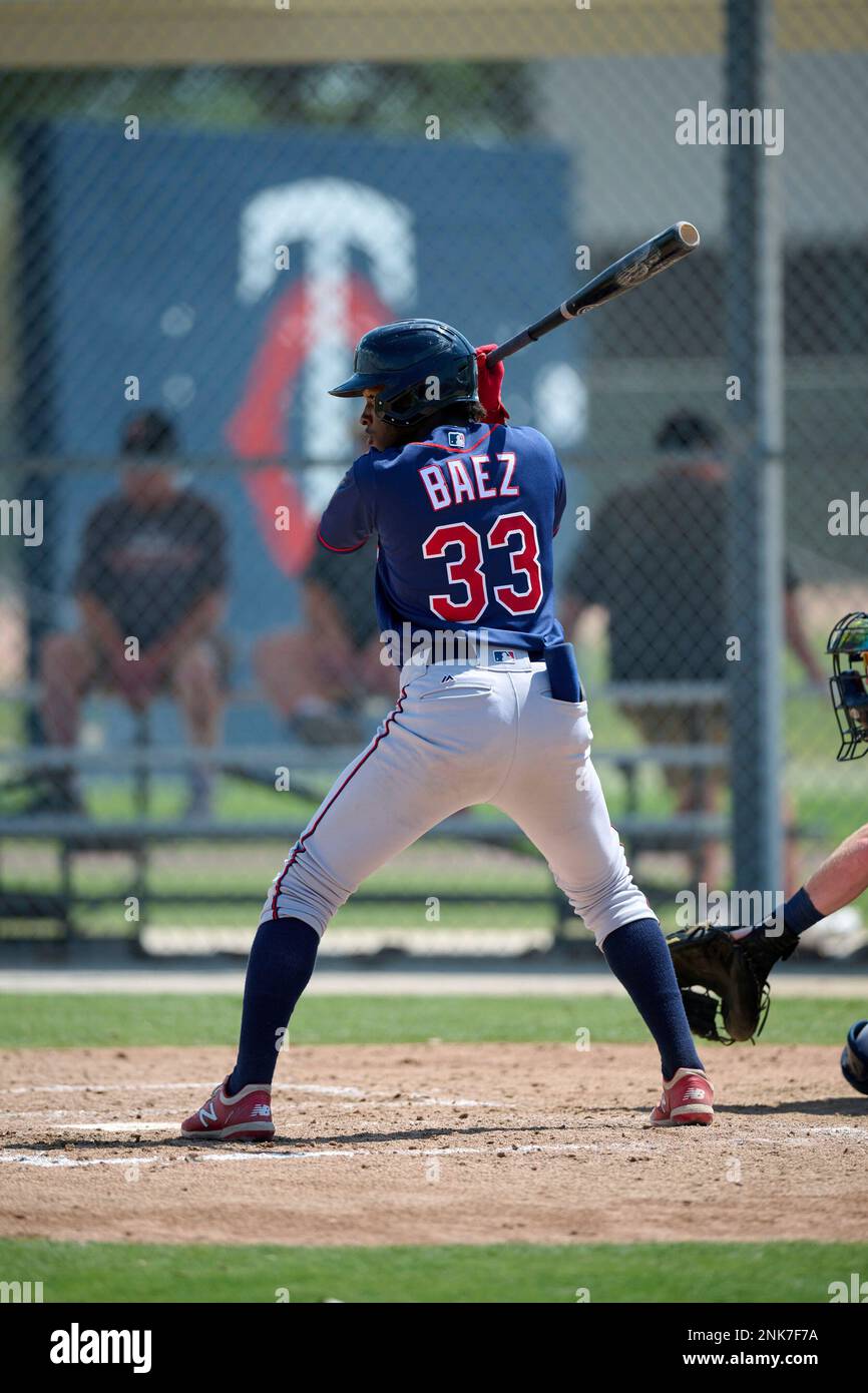 Minnesota Twins Luis Baez (33) bats during a MiLB Spring Training game ...