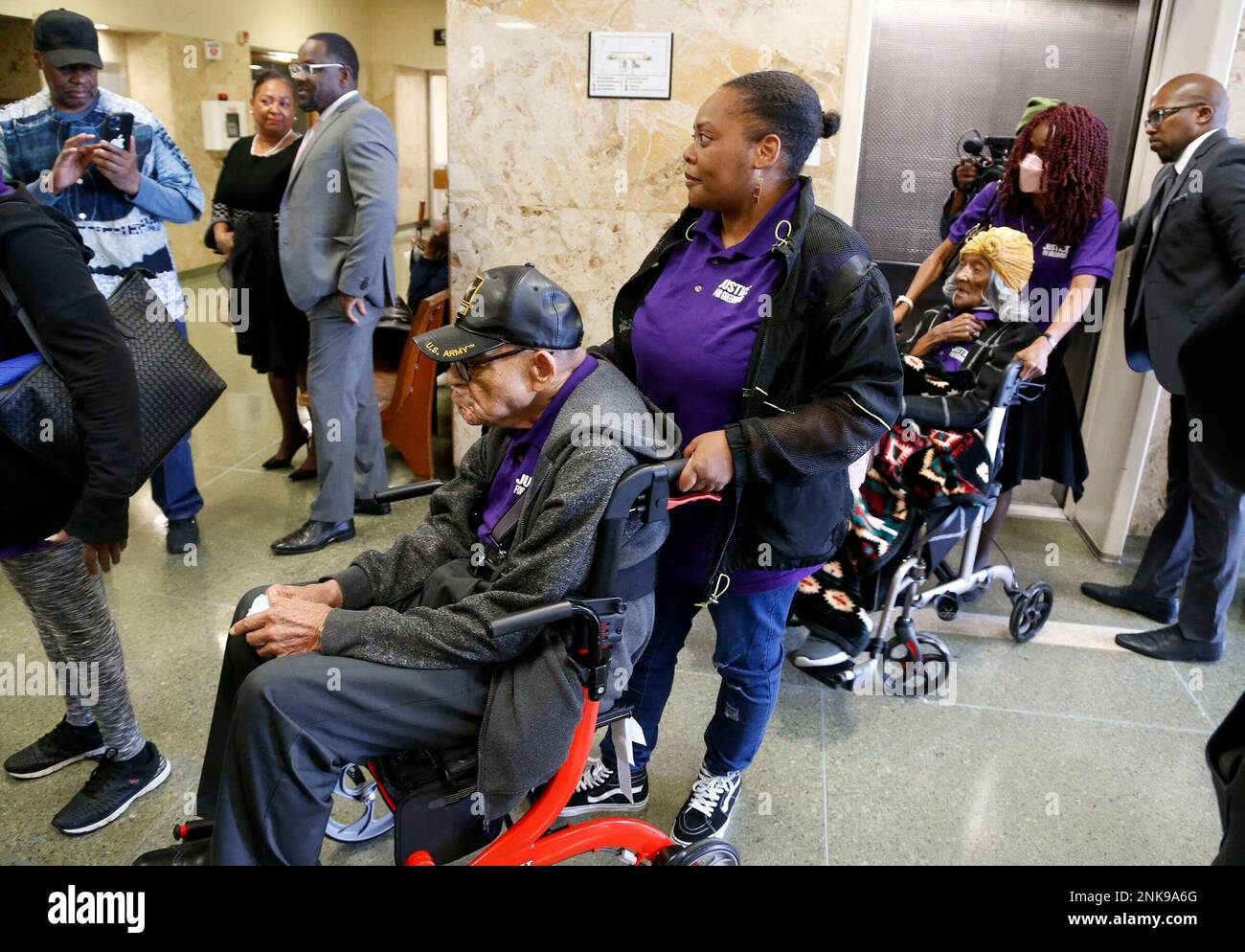 Hughes Van Ellis, 101, foreground left, and Lessie Benningfield Randle ...