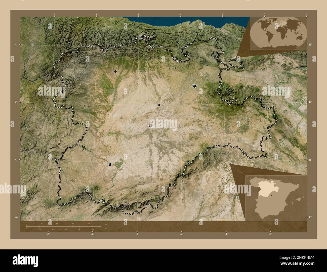 Castilla y Leon, communauté autonome d'Espagne. Carte satellite basse ...