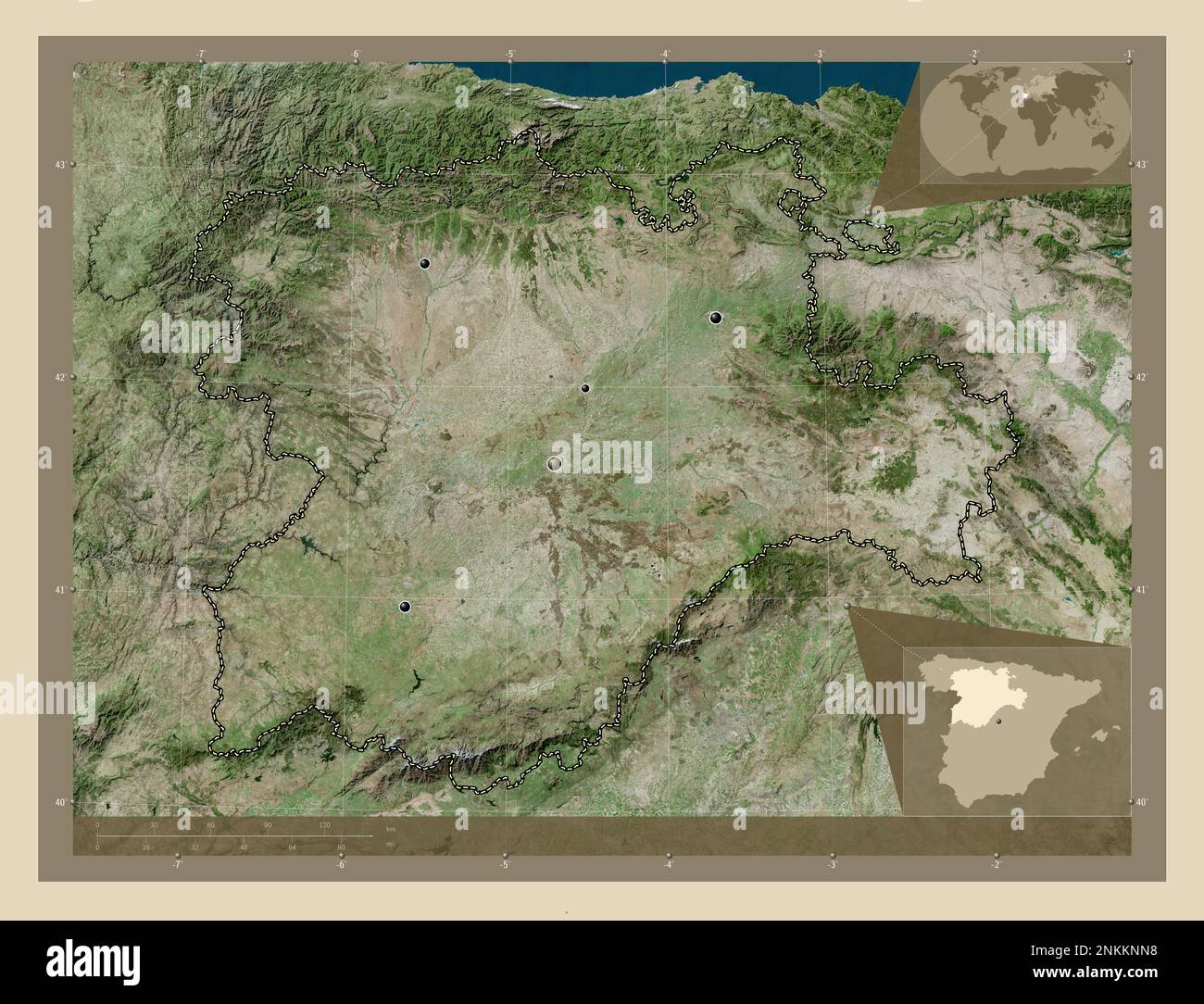 Castilla y Leon, communauté autonome d'Espagne. Carte satellite haute ...