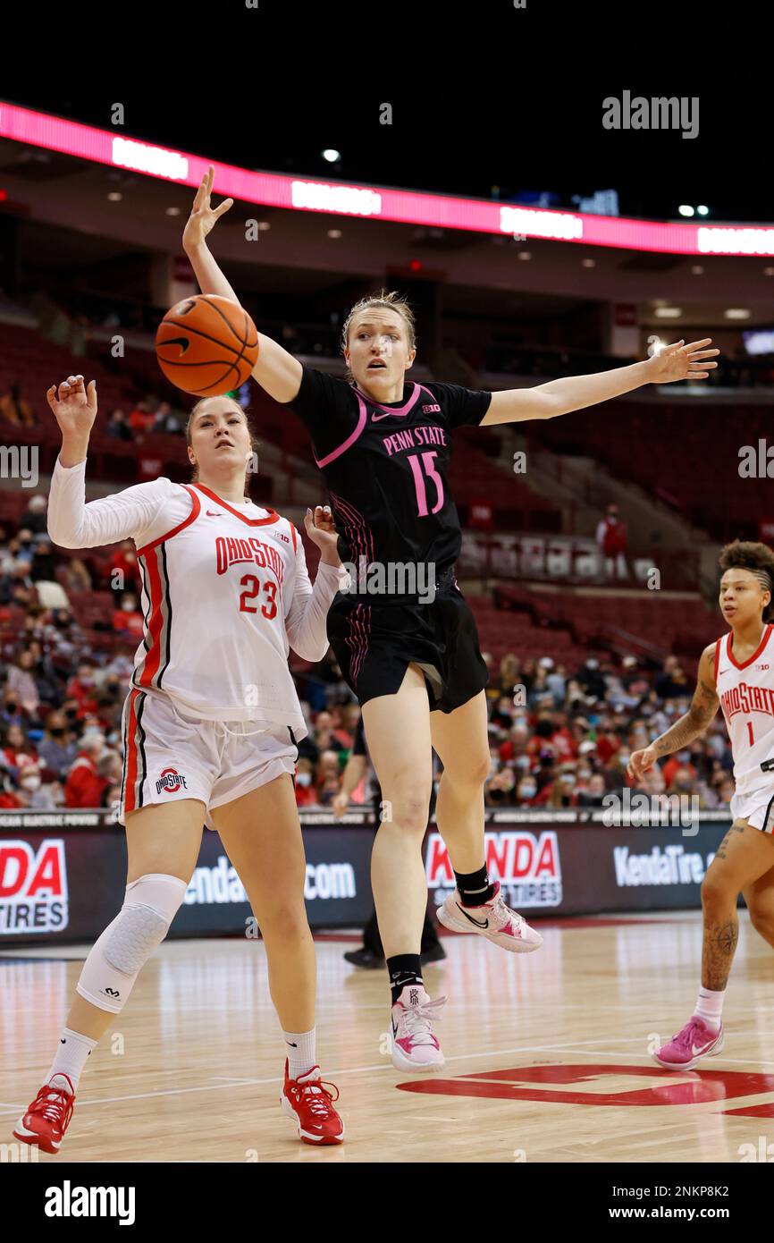COLUMBUS, OH - FEBRUARY 24: Penn State Nittany Lions guard Maddie Burke ...