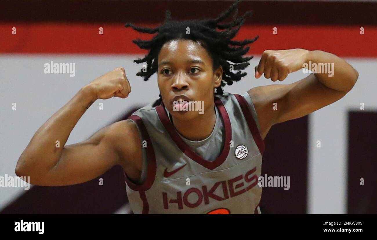 Virginia Tech's Aisha Sheppard celebrates a basket against Georgia Tech ...