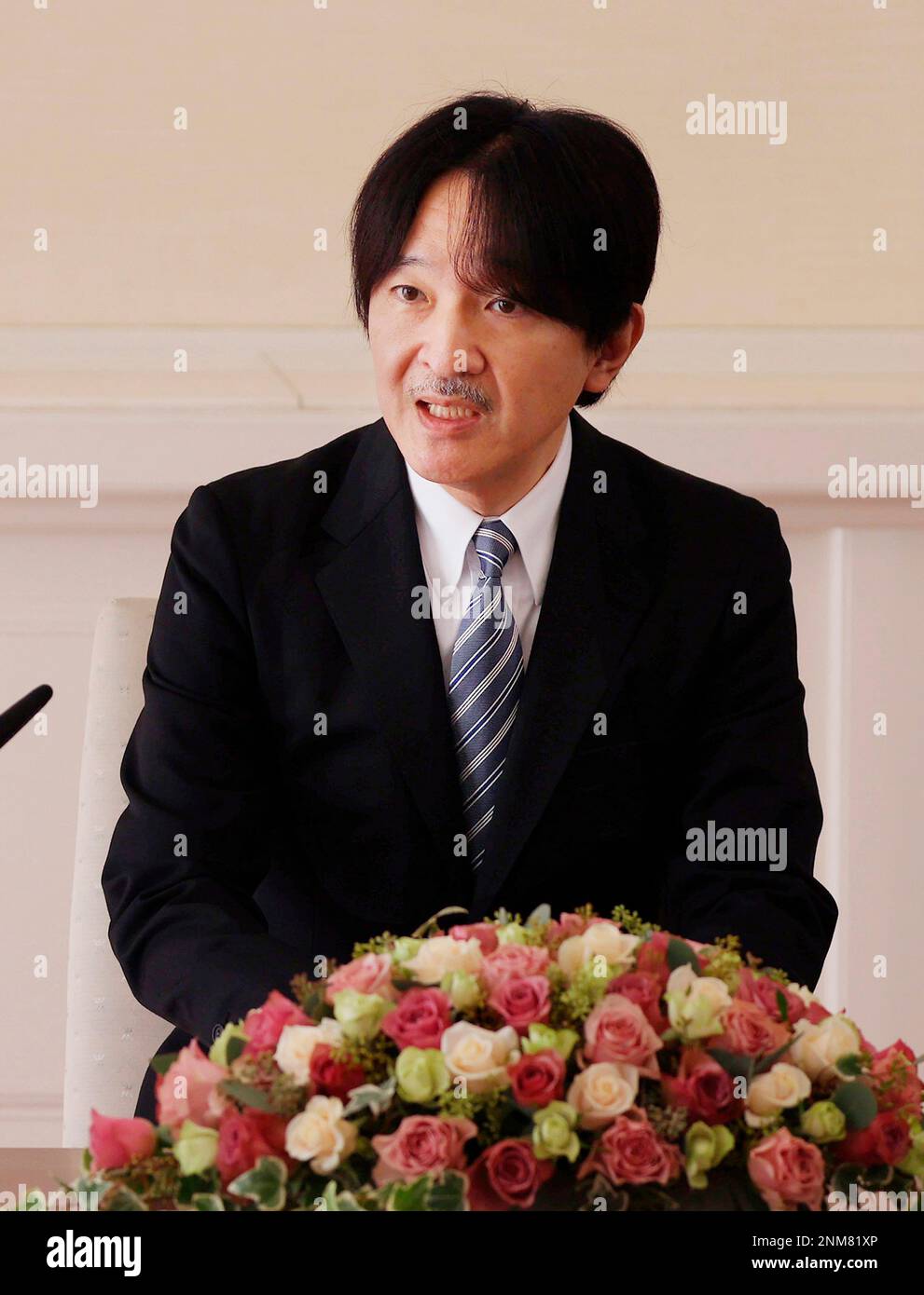 Japanese Crown Prince Akishino (Fumihito) attends a press conference in ...