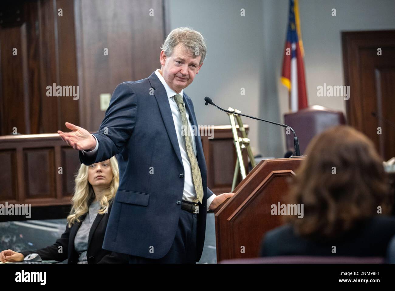 William "Roddie" Bryan's defense attorney Kevin Gough presents a ...
