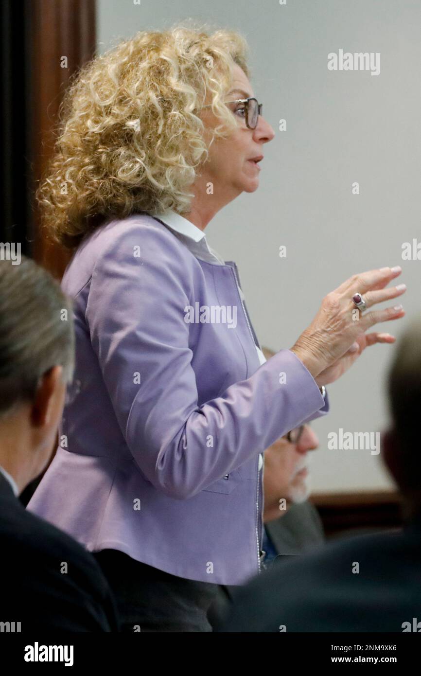Defense attorney Laura Hogue speaks during the trial of Greg McMichael ...