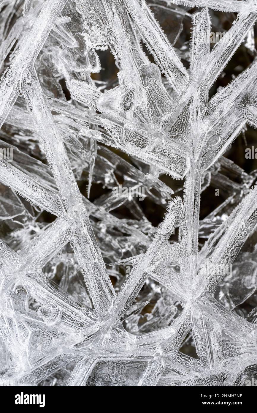 Détails, formes et structures de glace, cristaux de glace, Autriche ...