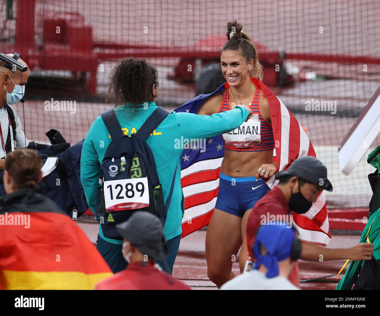 USA's ALLMAN Valarie celebrates after winning the Women's Discus Throw ...