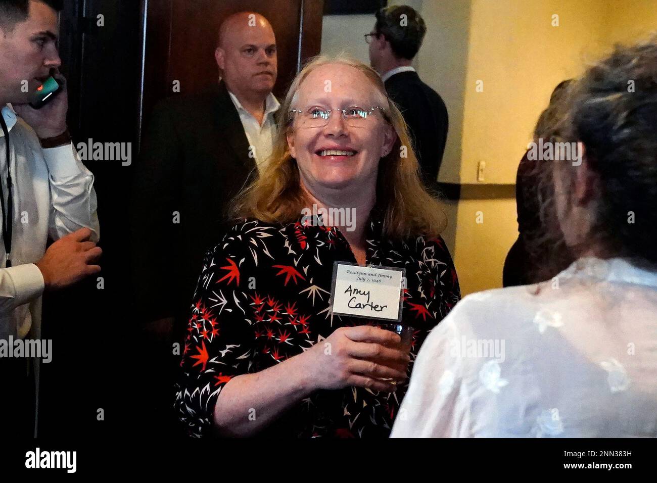 Amy Carter arrives for a reception to celebrate the 75th wedding ...