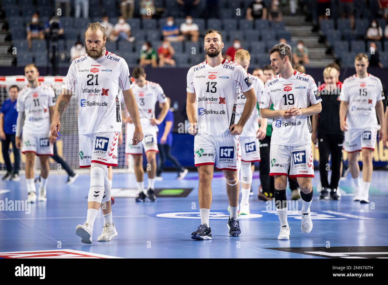 Aalborg's Henrik Mollgaard Jensen, from left, Nikolaj Laeso Dueholm ...