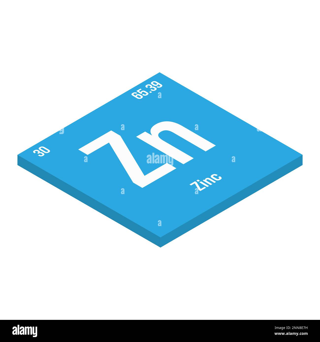 Zinc, Zn, élément de table périodique avec nom, symbole, numéro ...
