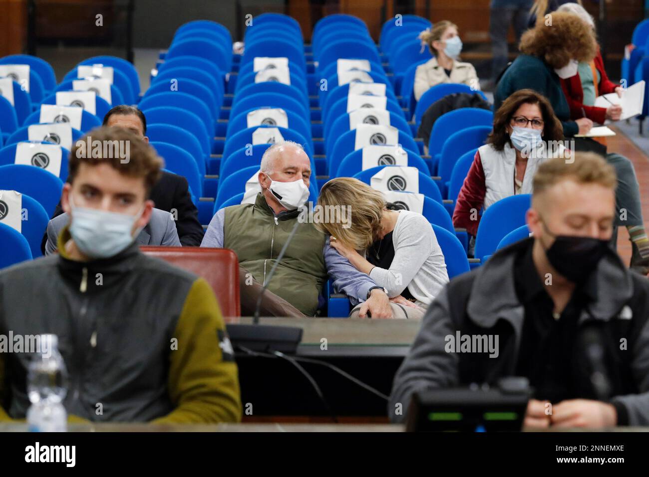 Leah Elder, mother of defendant Finnegan Lee Elder, sitting in the ...
