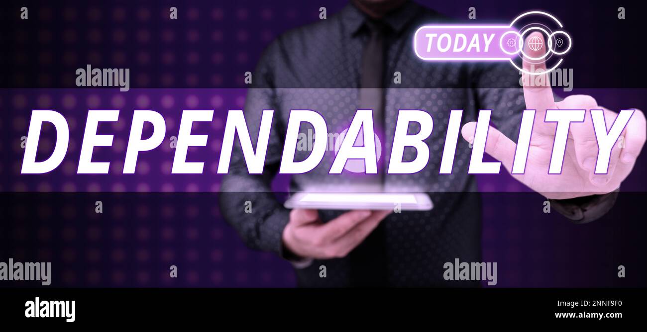 Écriture affichant la fiabilité du texte. Concept d'entreprise capable ...