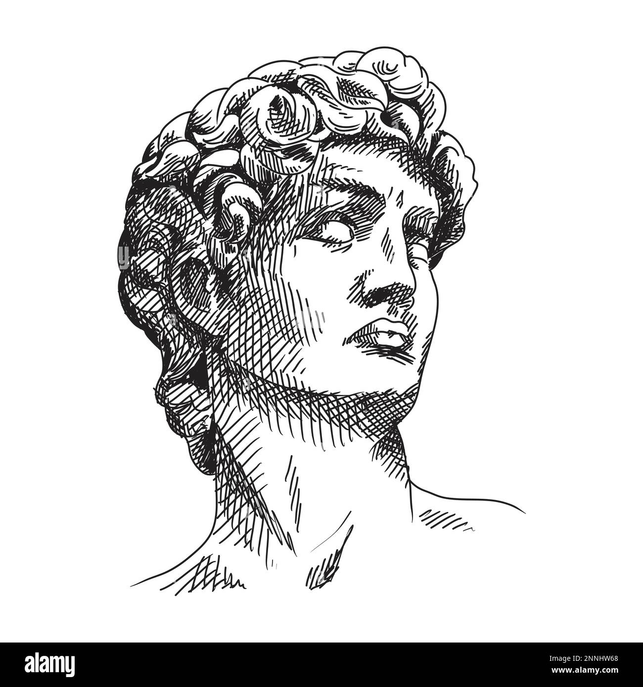 Un rapide dessin brut à main levée, avec la tête de la statue de David ... Un rapide dessin brut à main levée, avec la tête de la statue de David ...