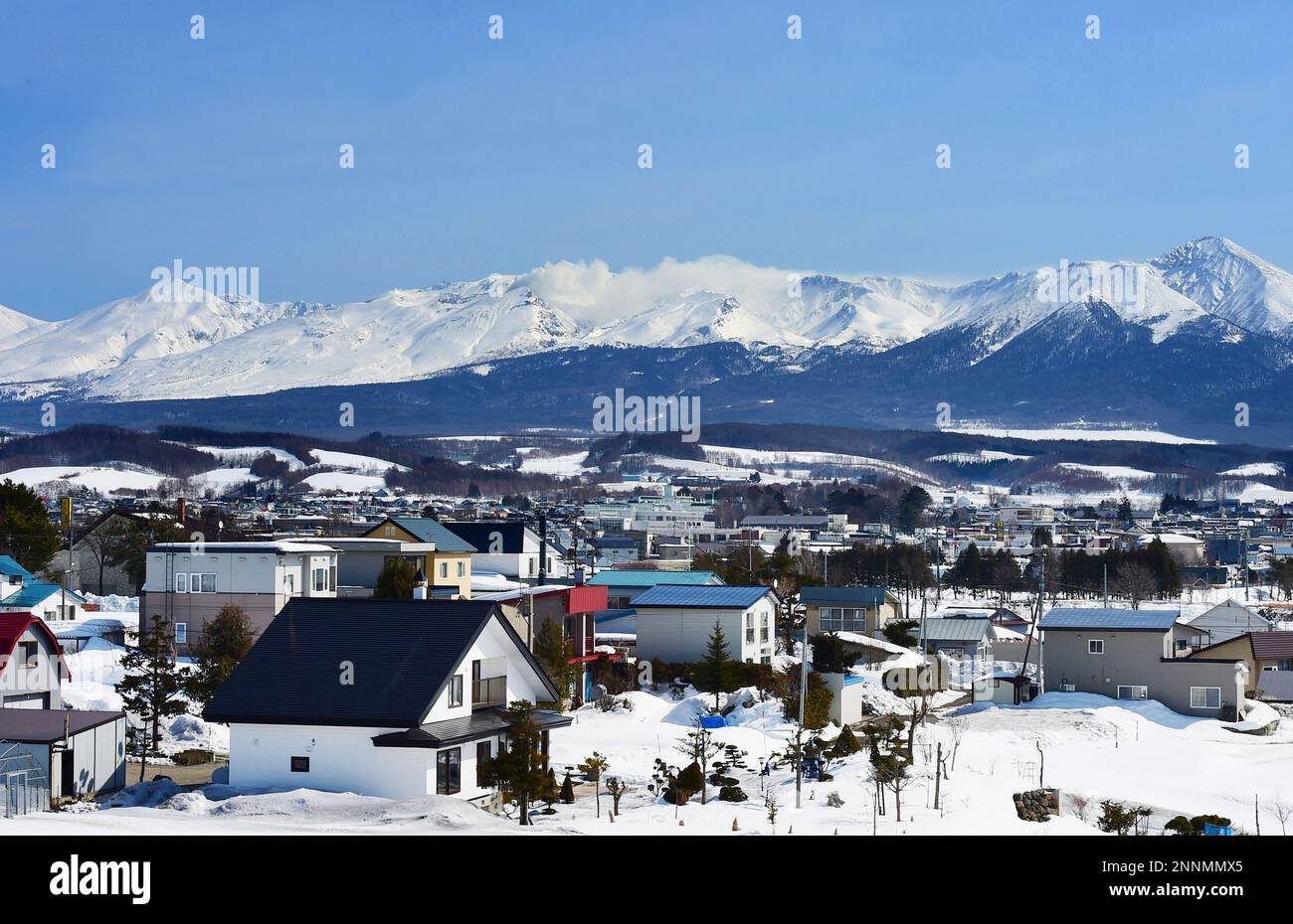 A photo shows Mount Tokachi (Tokachidake) in KamifuranoTown, Hokkaido ...