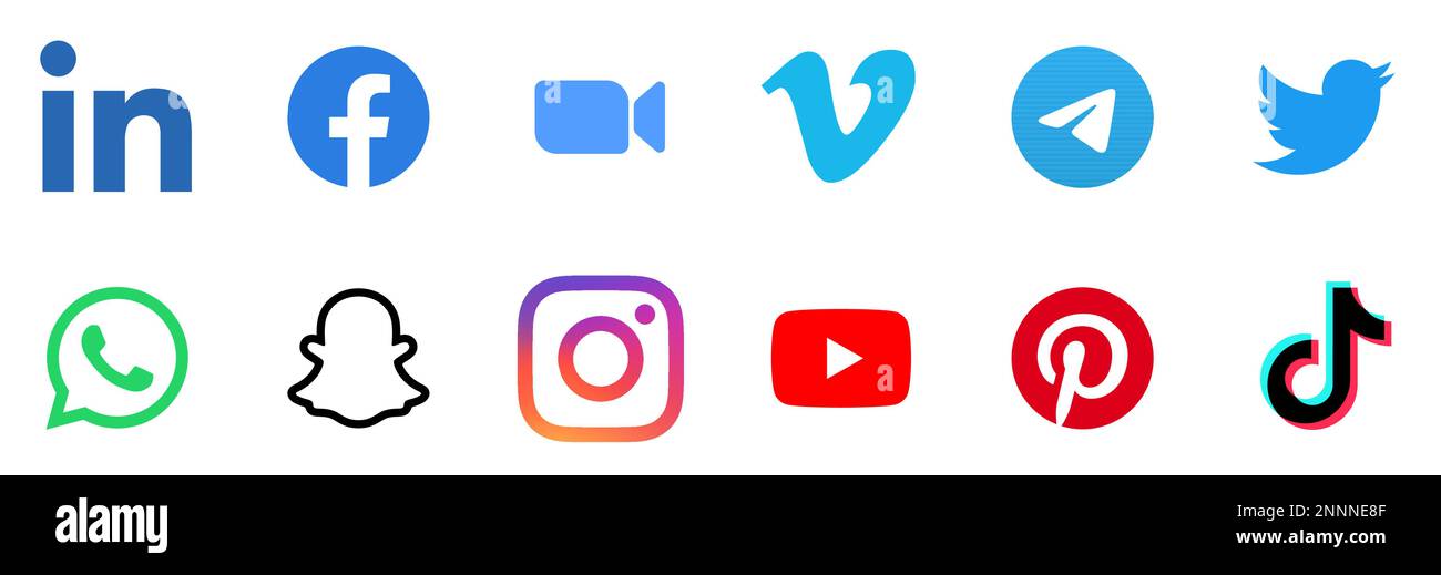TikTok, Instagram, Youtube, Pinterest, LinkedIn, Facebook, Zoom, Vimeo ...