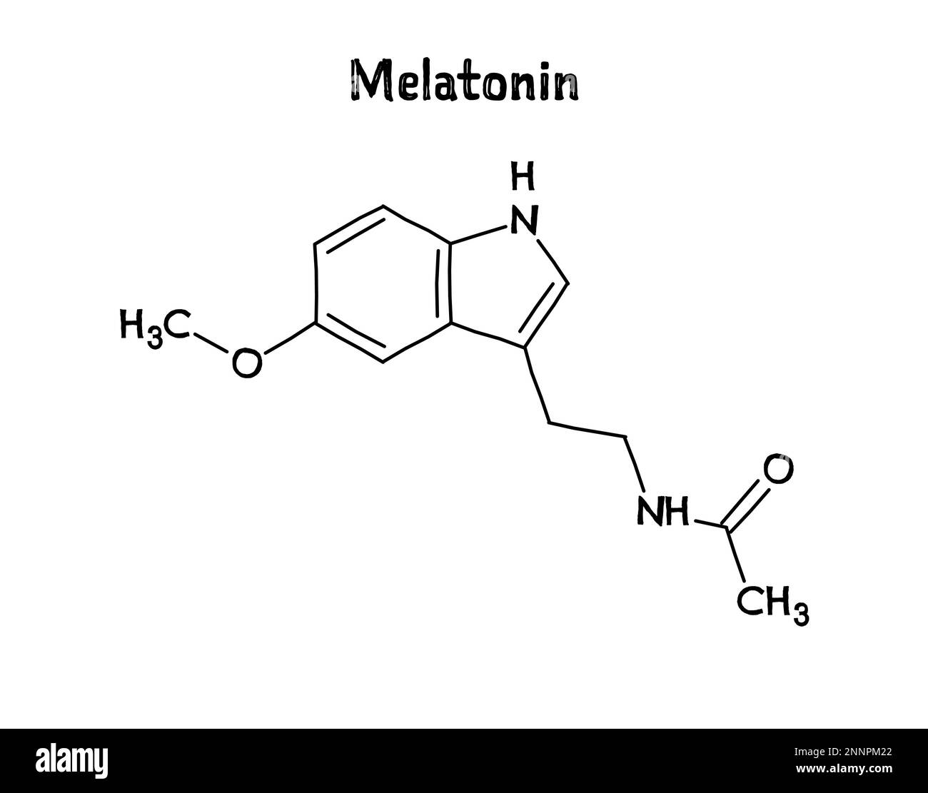 Structure moléculaire de la mélatonine. La mélatonine est une hormone ...