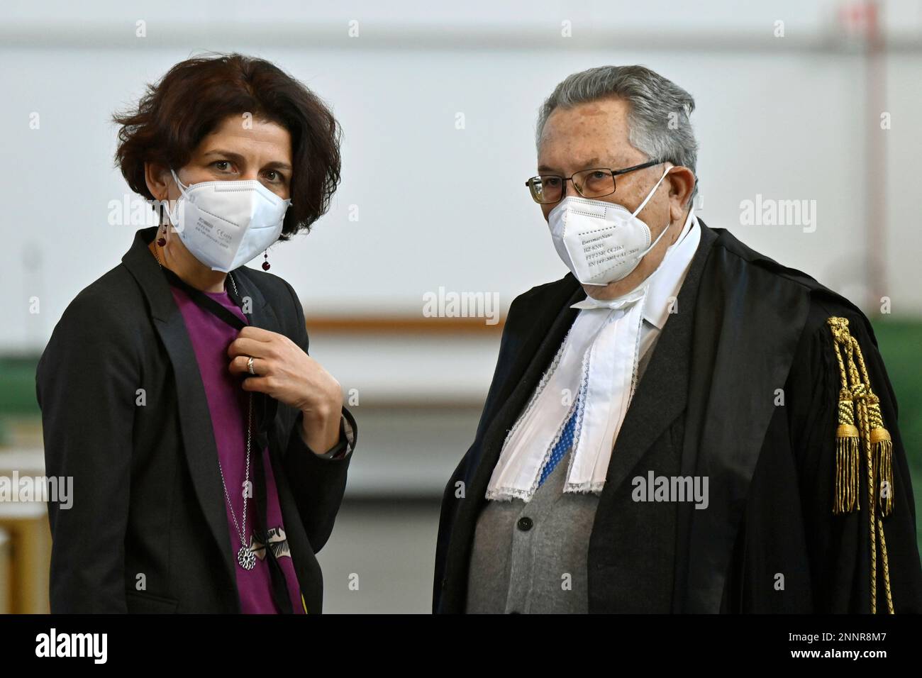 Prosecutor Maria Sabina Calabretta, left, speaks with Franco Coppi ...