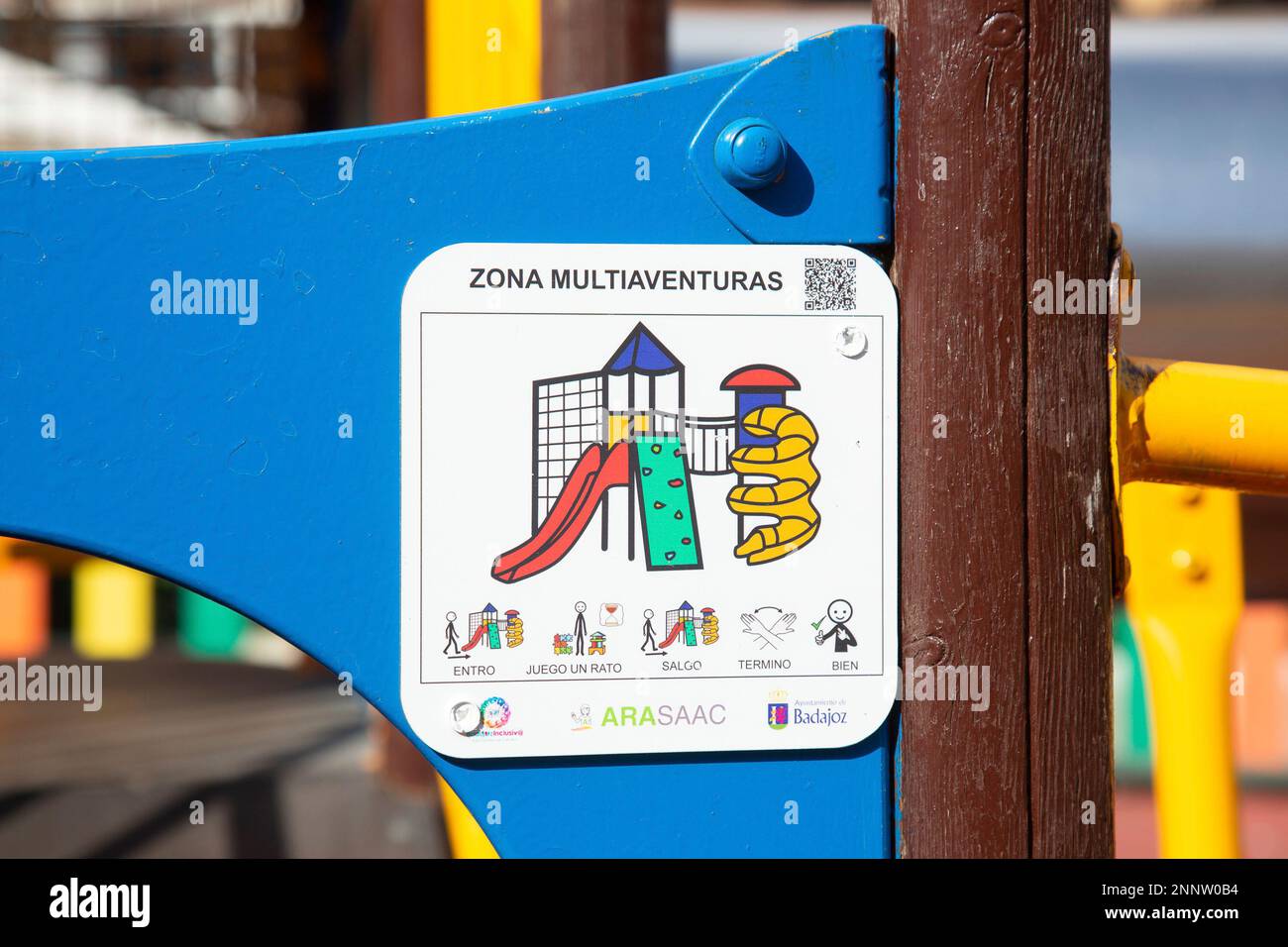 Pictogram or visual plaque installed in a park for children with Autism ...