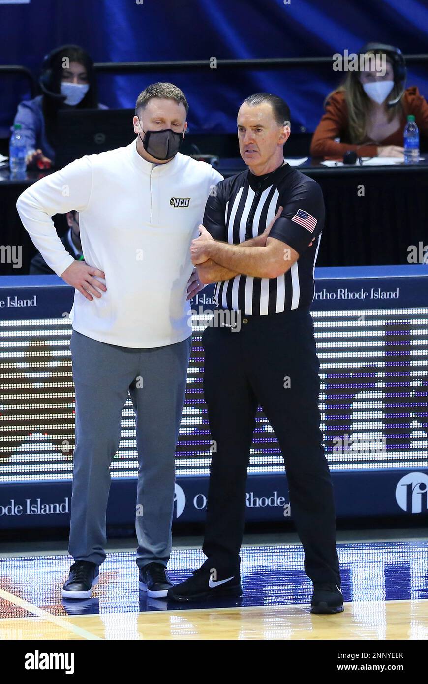 KINGSTON, RI - FEBRUARY 03: VCU Rams head coach Mike Rhoades speaks ...