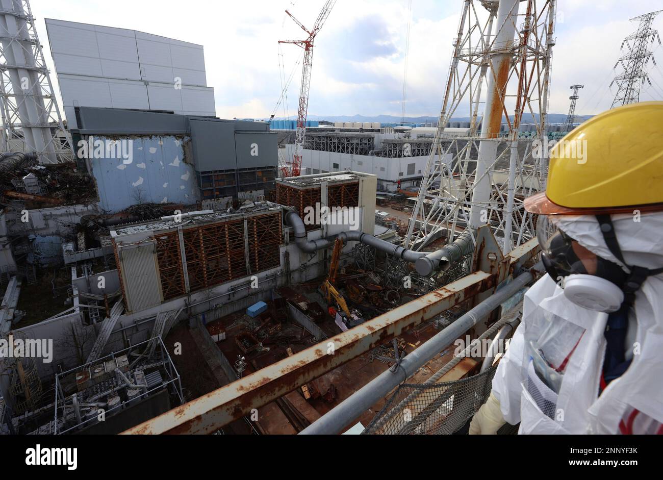 A photo shows a tsunami-hit reactor 4 of Fukushima No. 1 Nuclear Power ...