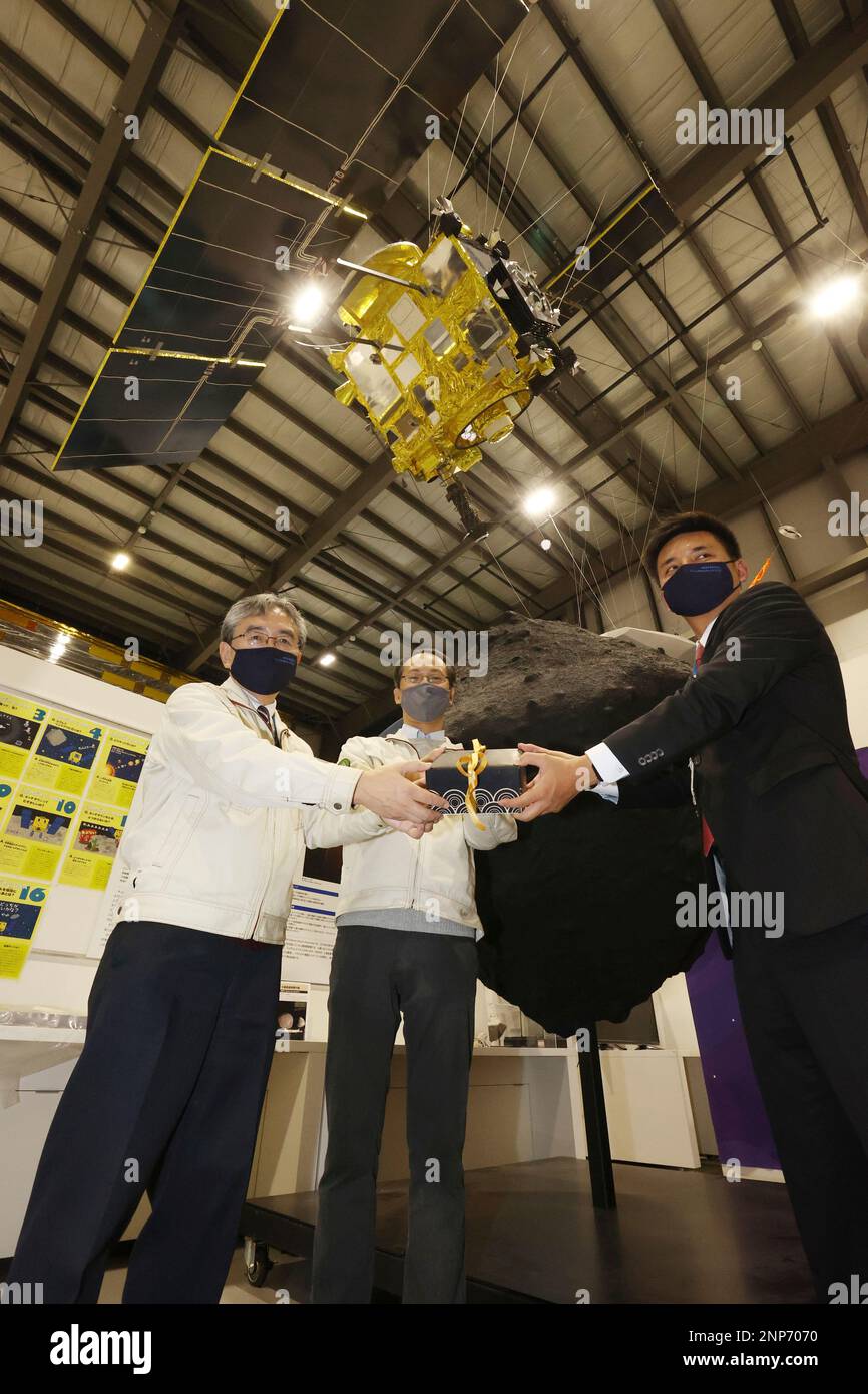 (L to R) Makoto Yoshikawa , a Hayabusa2 project team mission manager of Japan Aerospace ...