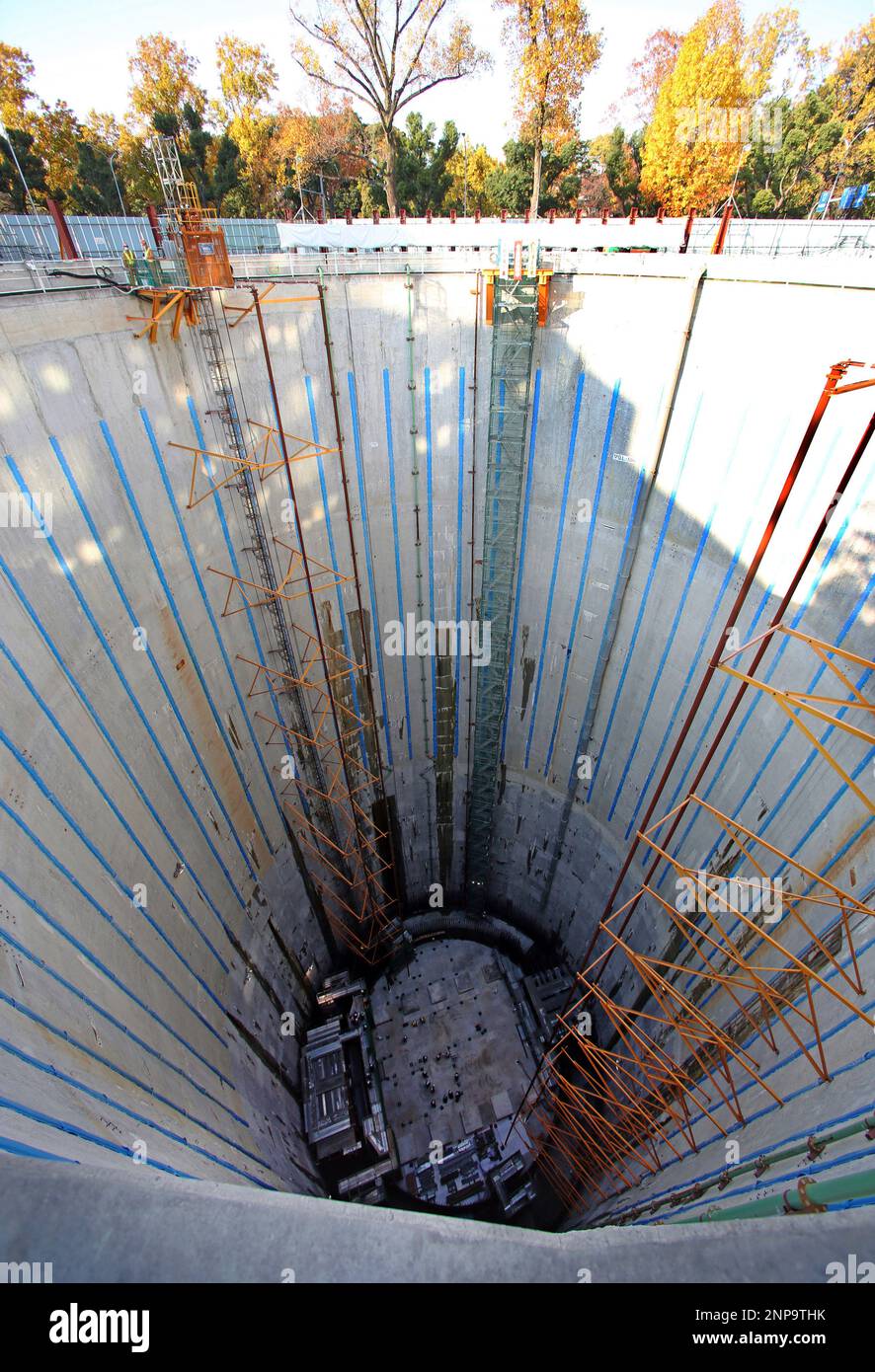 The inside of the Chuo Shinkansen Meijo emergency exit is opened to the ...