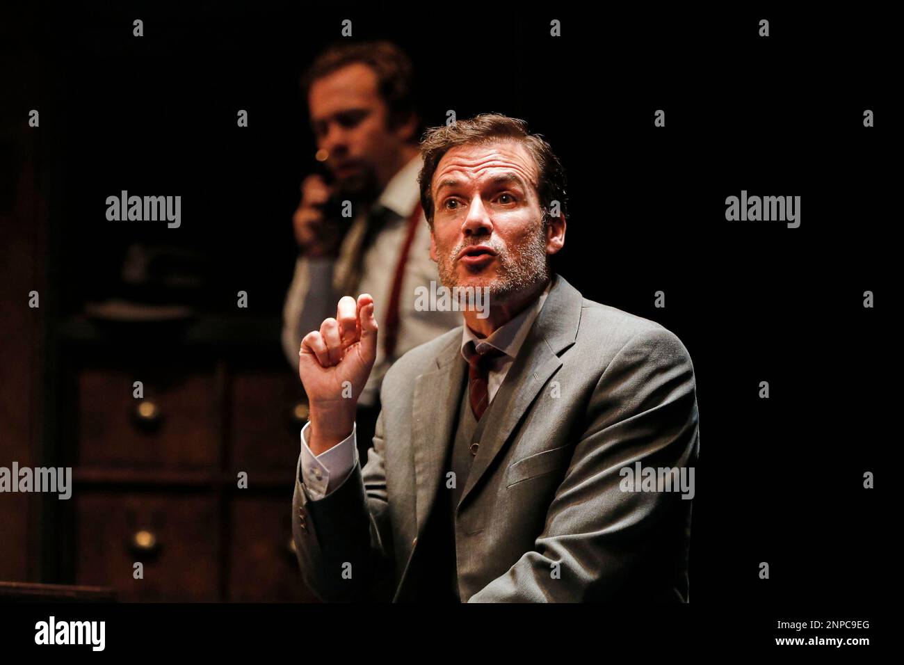 (L-R) Actors Carlos Serrano and Daniel Grado during a rehearsal of the ...