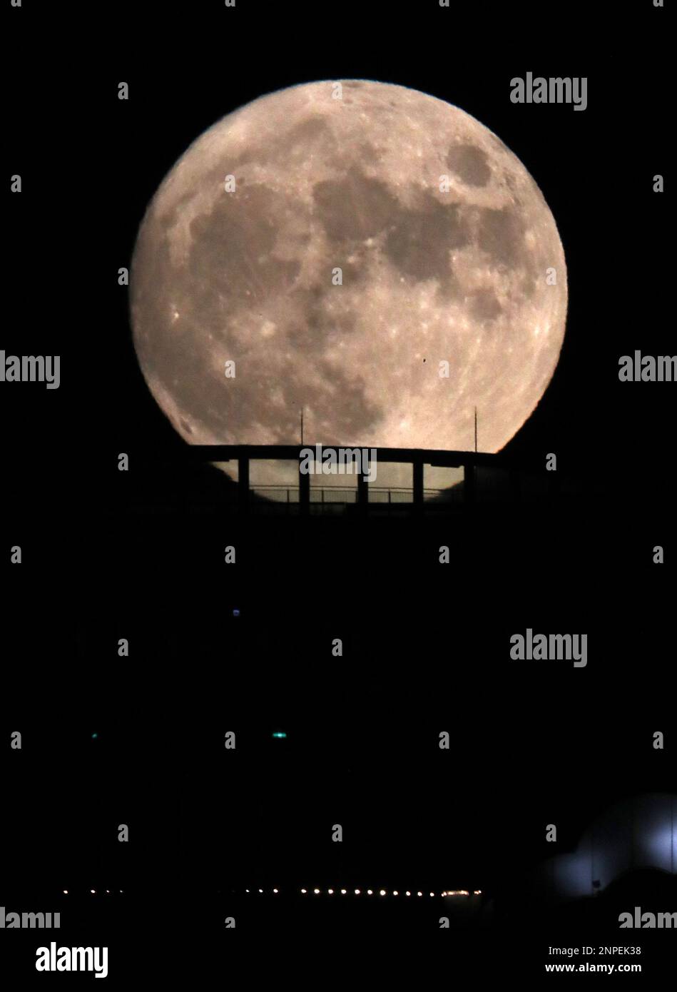 The mid-autumn full moon is seen in Osaka on October 1, 2020. The 15th ...