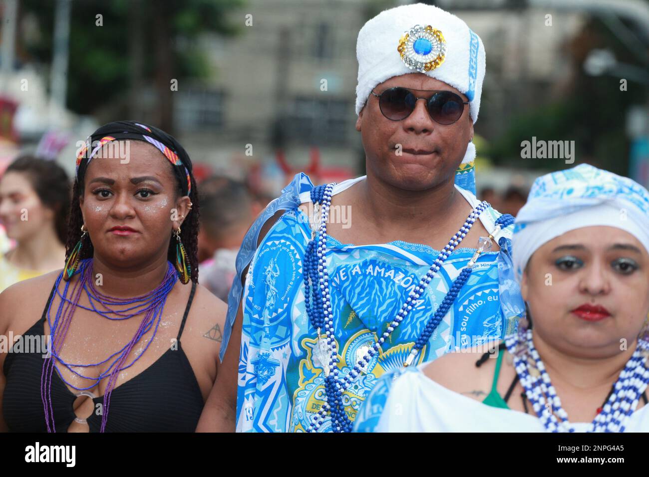 salvador, bahia, brésil - 20 février 2023 : membres du bloc de carnaval ...