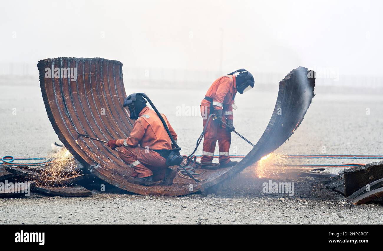 The work of scrapping and recycling The Tyra field rig is underway at ...