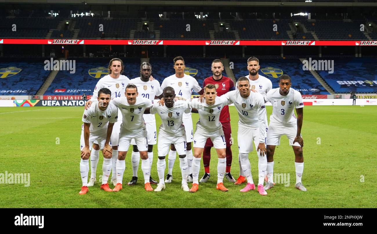 France's line-up pose for a team photo ahead of the UEFA Nations League ...